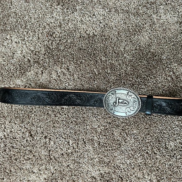 Justin Boots | Accessories | Justin Mens Trophy Black Top Grain Leather ...